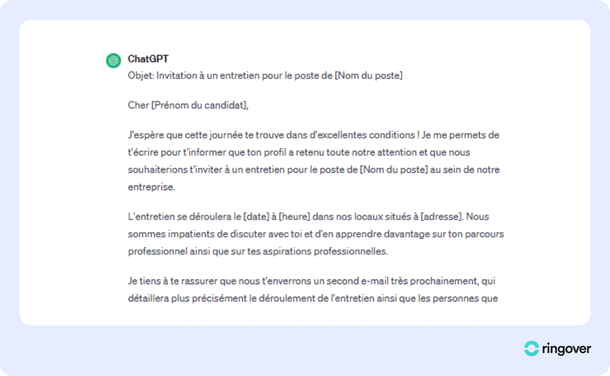 ChatGPT et Recrutement : 12 Exemples D'usages Pour Les Recruteurs | Ringover